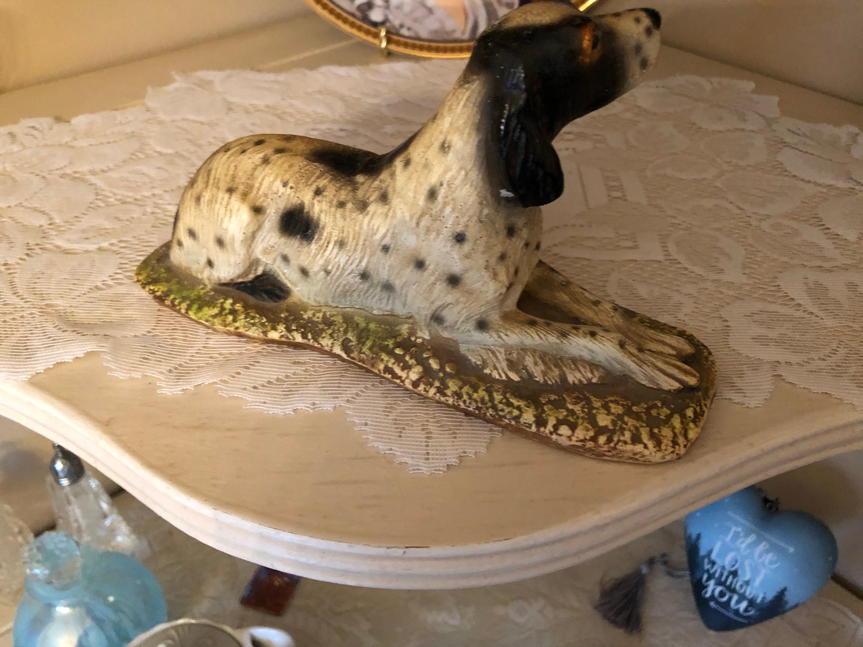 Antique chalk dog | Etsy