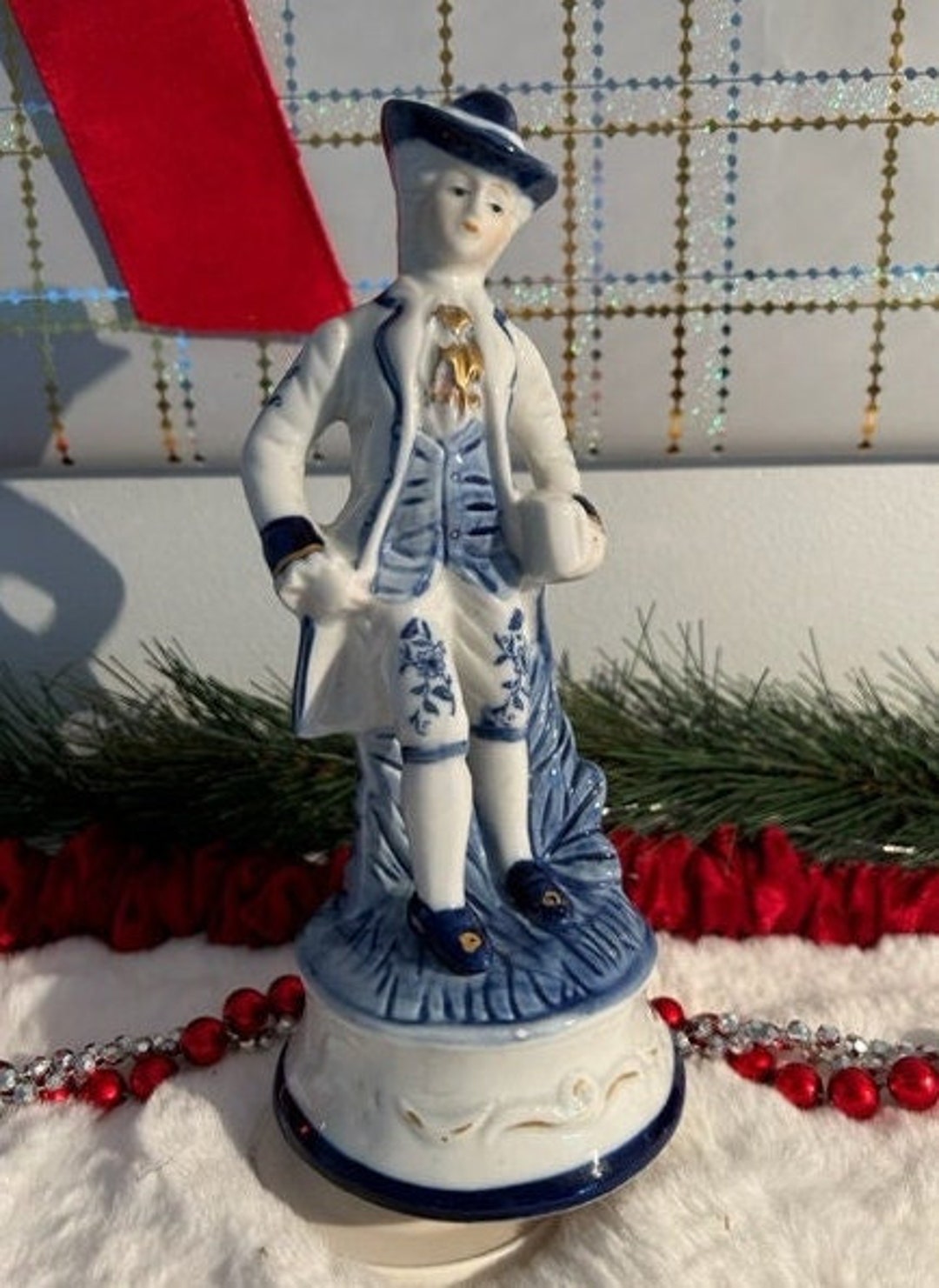 Vintage Victorian Porcelain Man on Pedestal Plays "raindrops Keep ...