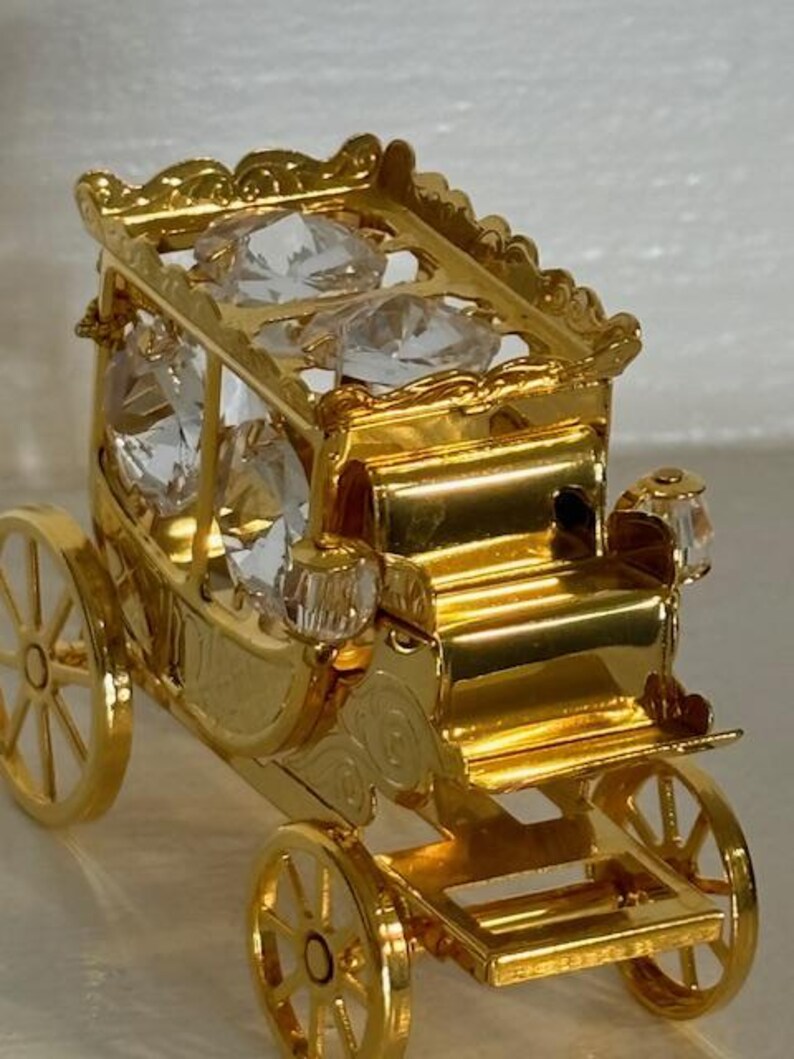 Vintage 24k Gold Plated Stagecoach With Austrian Crystals - Etsy