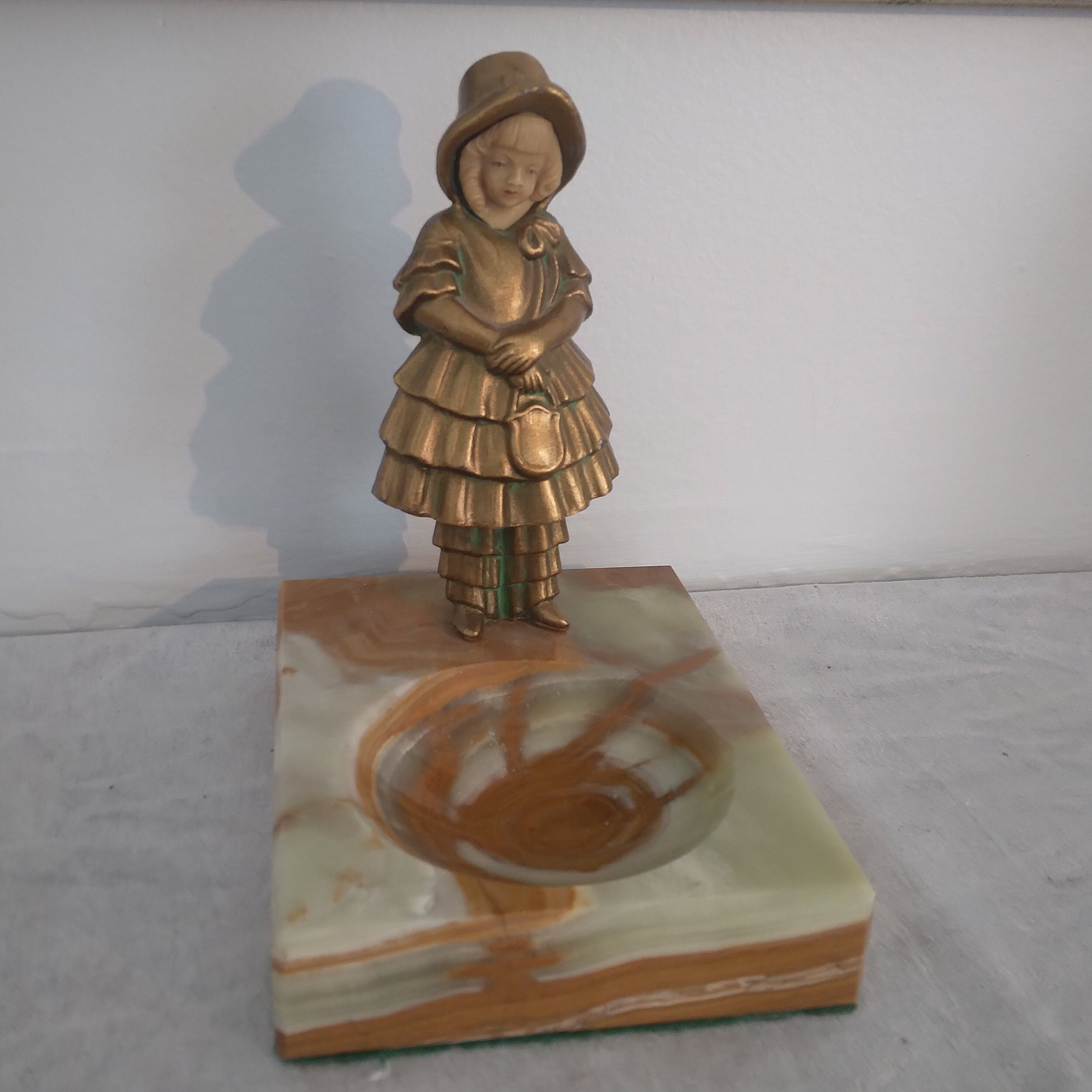 Antique J.B. Hirsch Cast Metal Girl Standing on Marble Base - Etsy