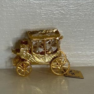 Vintage 24k Gold Plated Stagecoach With Austrian Crystals - Etsy