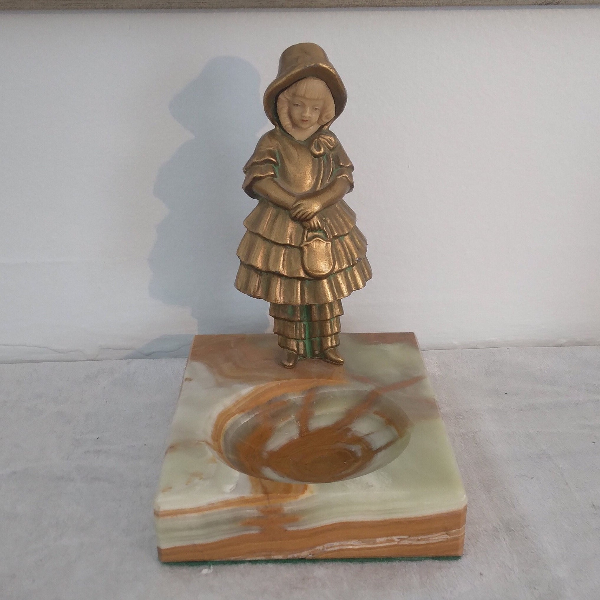 Antique J.B. Hirsch Cast Metal Girl Standing on Marble Base - Etsy