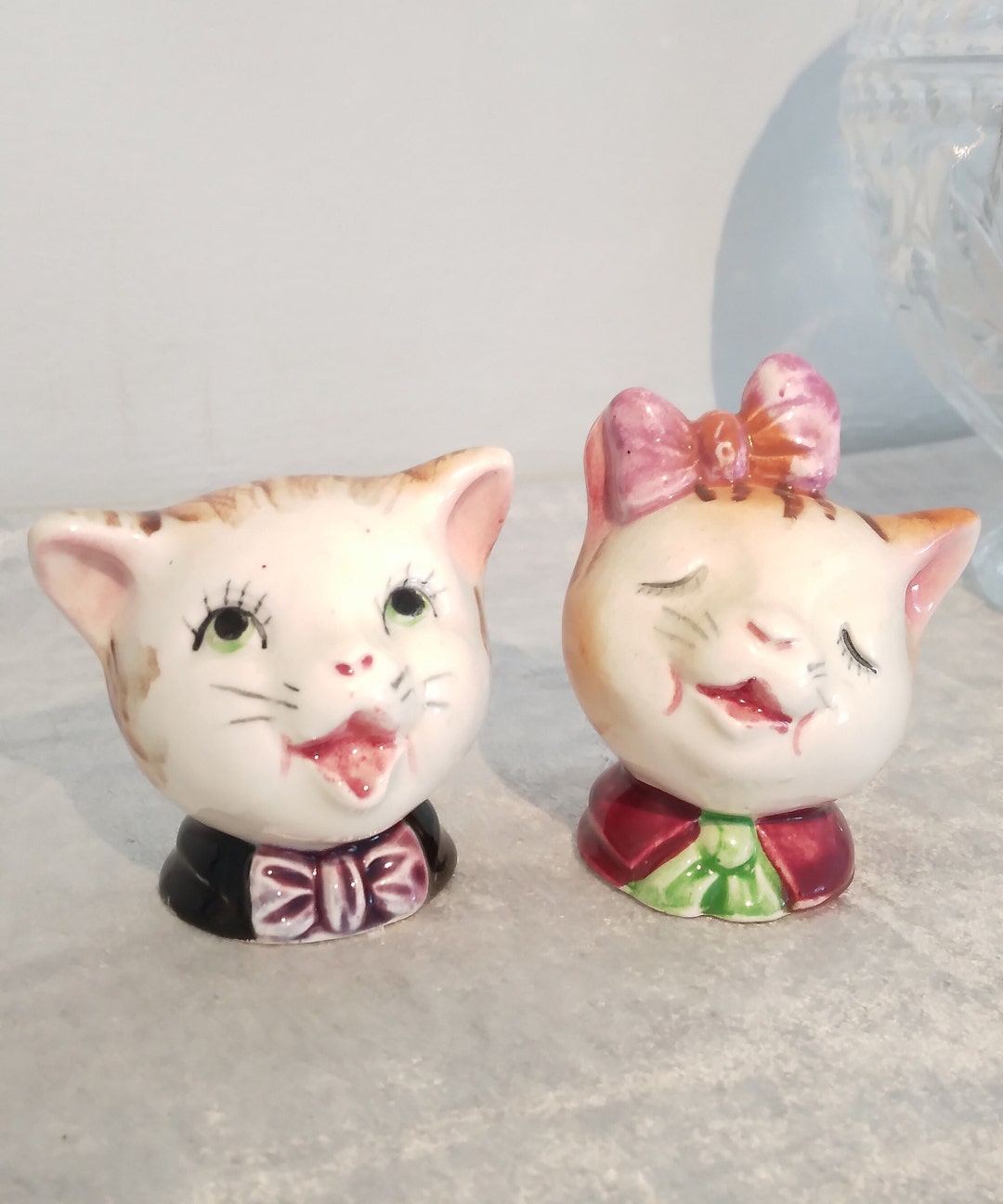 Vintage Cat Hand Painted Salt and Pepper Shakers From Japan - Etsy