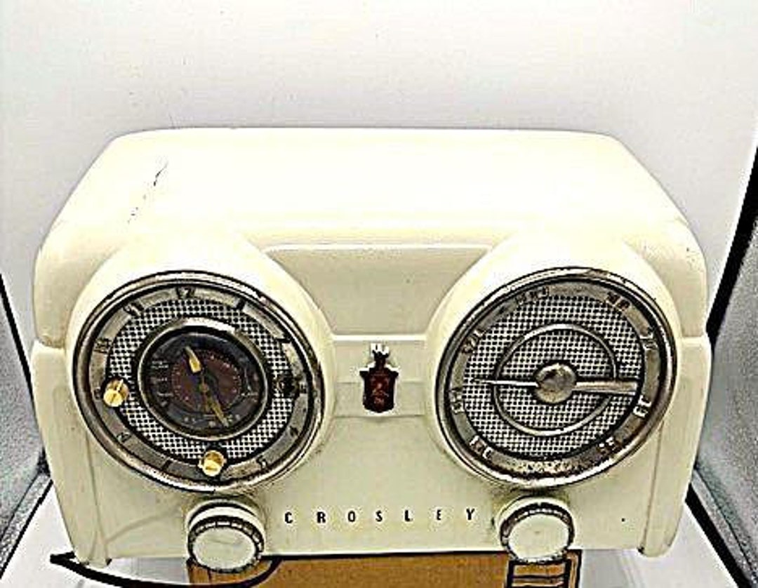 Vintage White Crosley Bakelite Dashboard Clock Radio - Etsy