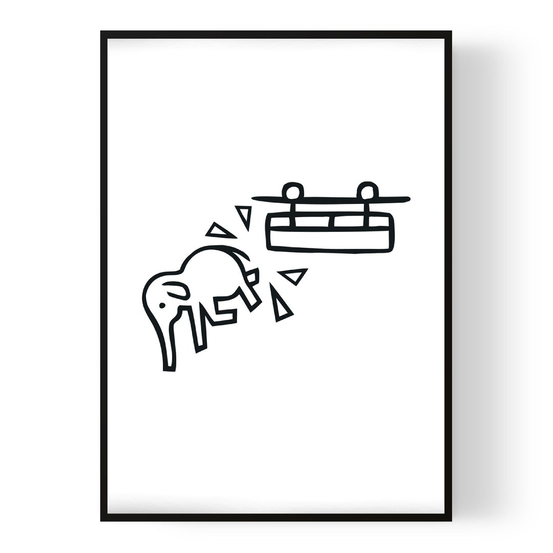 Kunstdruck/Plakat Wuppertal Schwebebahn & Tuffi der Elefant ...