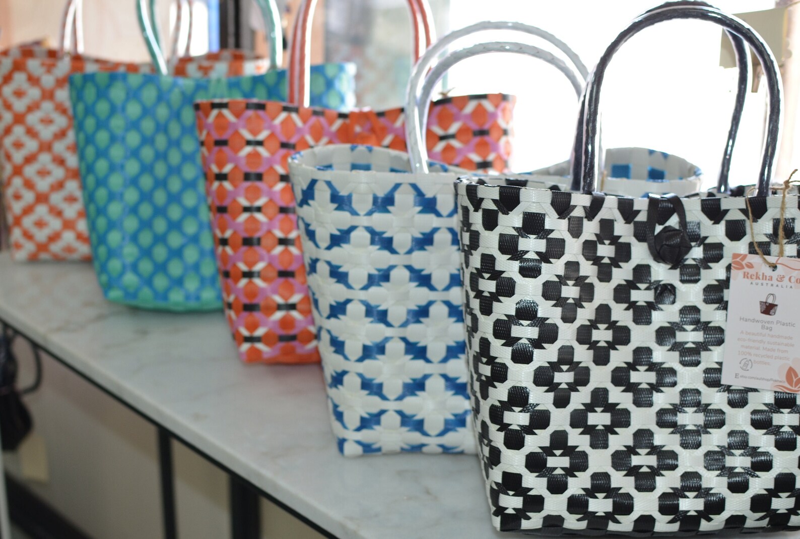 Handwoven Recycled Plastic Handbags, Eco Friendly Beach Bag, Shopping ...