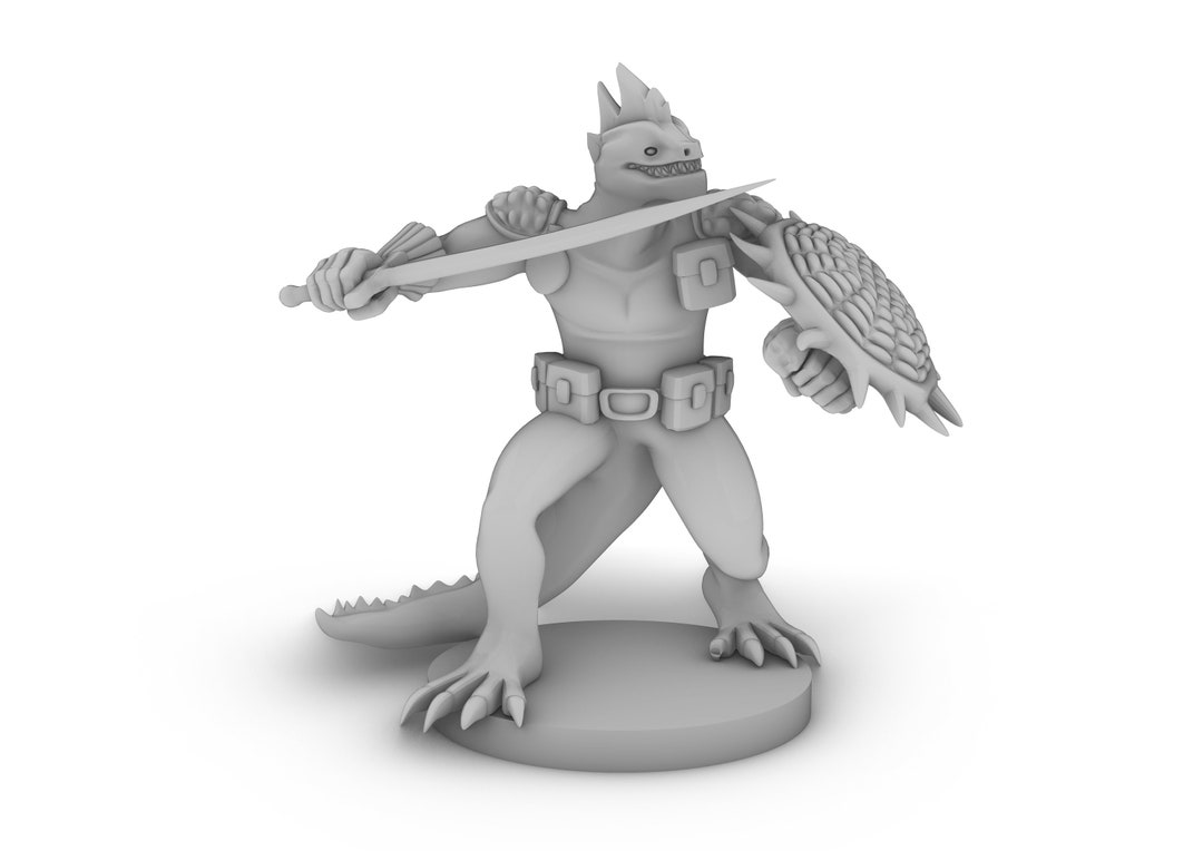 Lizardfolk Fighter With Scimitar and Shield Tabletop DND Gaming ...