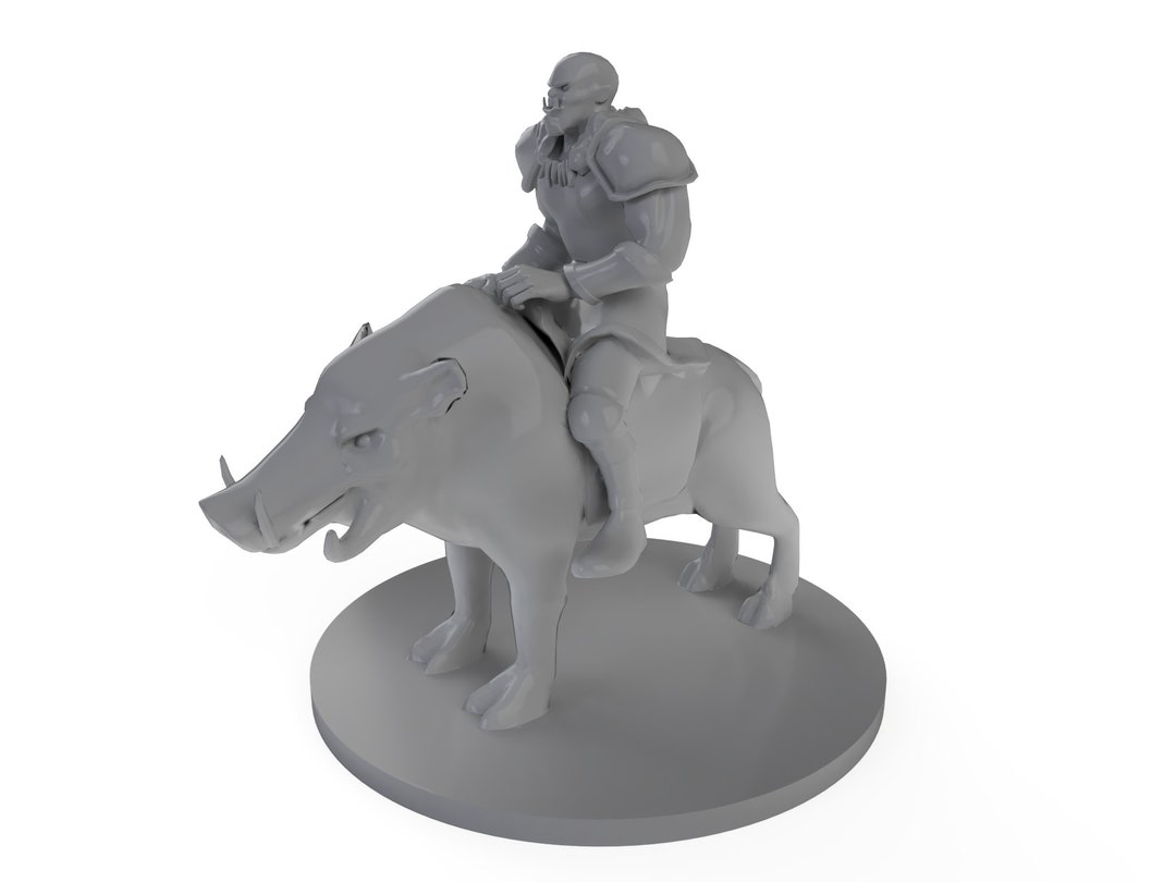 Half Orc Barbarian Riding Boar Tabletop DND Gaming Miniature - Etsy
