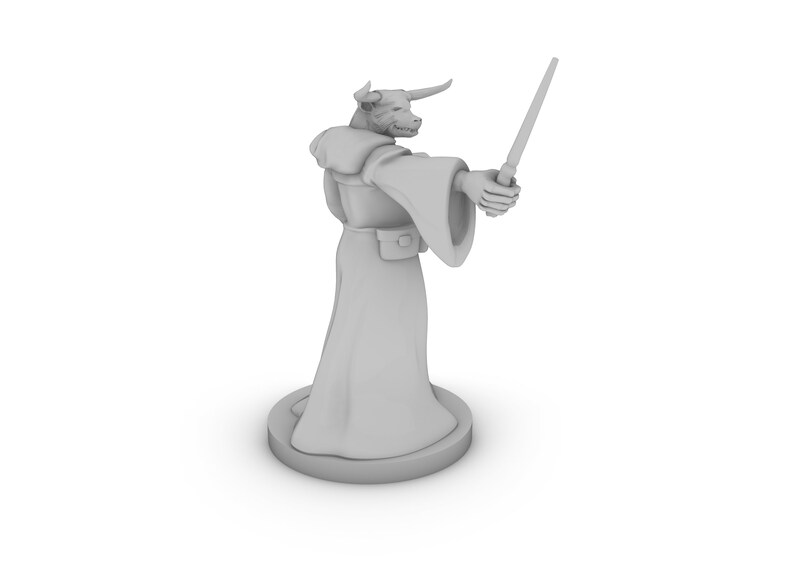 Minotaur Wizard With Wand Tabletop DND Gaming Miniature - Etsy
