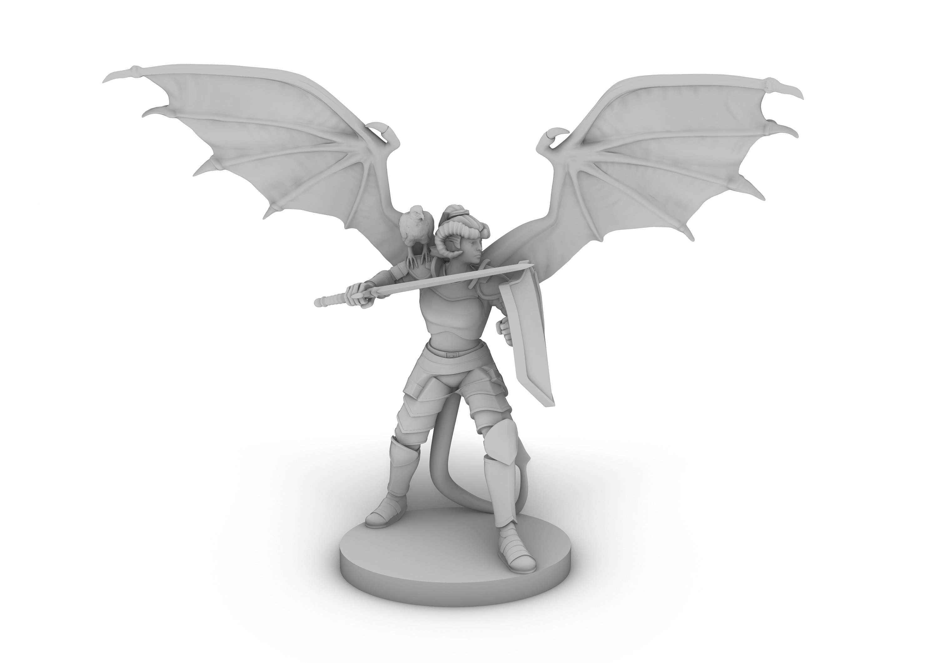 Tiefling Female Paladin Winged Tabletop DND Gaming Miniature - Etsy