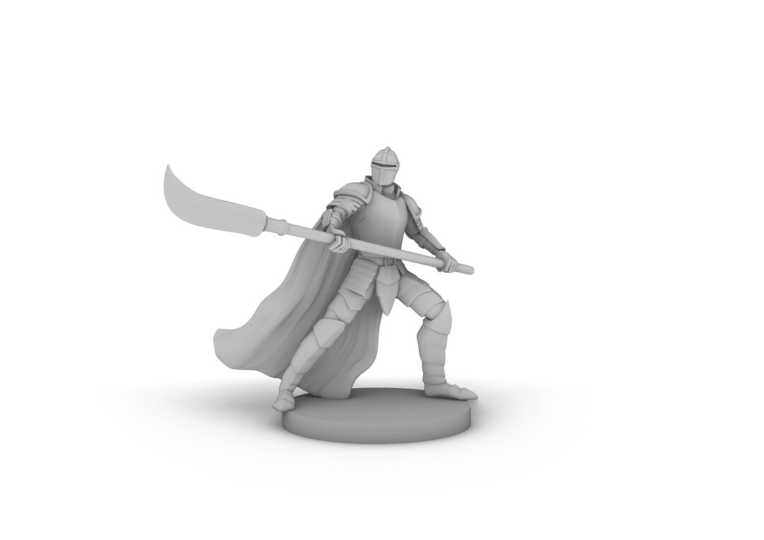Human Helmed Fighter With Glaive Tabletop DND Gaming Miniature - Etsy