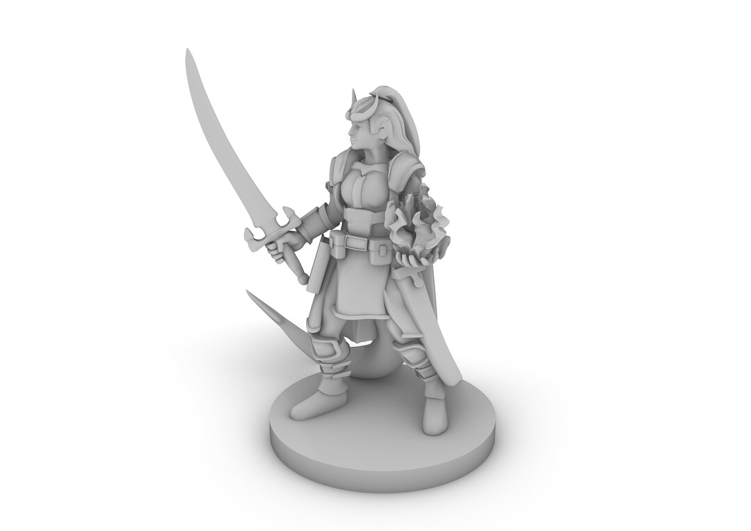 Tiefling Female Hexblade Tabletop DND Gaming Miniature - Etsy
