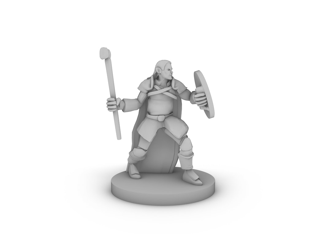Male Elf Druid Club Shield Tabletop DND Gaming Miniature - Etsy