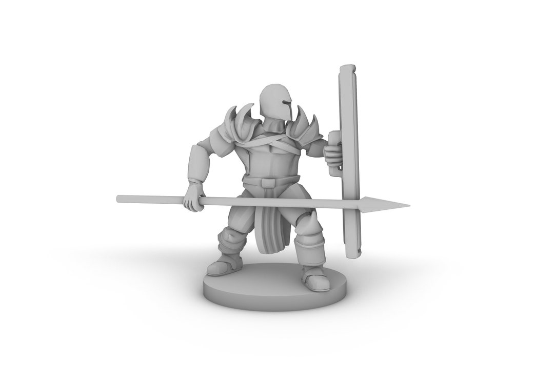 Helm Tower Shield and Spear Paladin Tabletop DND Gaming Miniature - Etsy