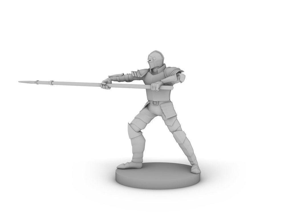 Human Helmed Fighter With Lance Tabletop DND Gaming Miniature - Etsy