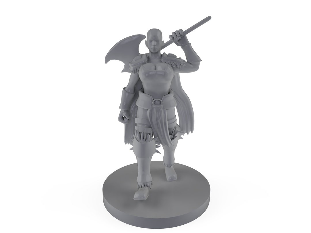 Female Human Barbarian Bald Tabletop DND Gaming Miniature - Etsy