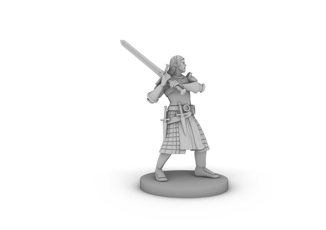 Human Female Great Weapon Fighter Tabletop DND Gaming Miniature - Etsy