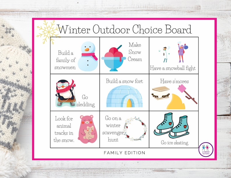 Printable Winter-themed Choice Boards, 18 Activities, Family Fun ...