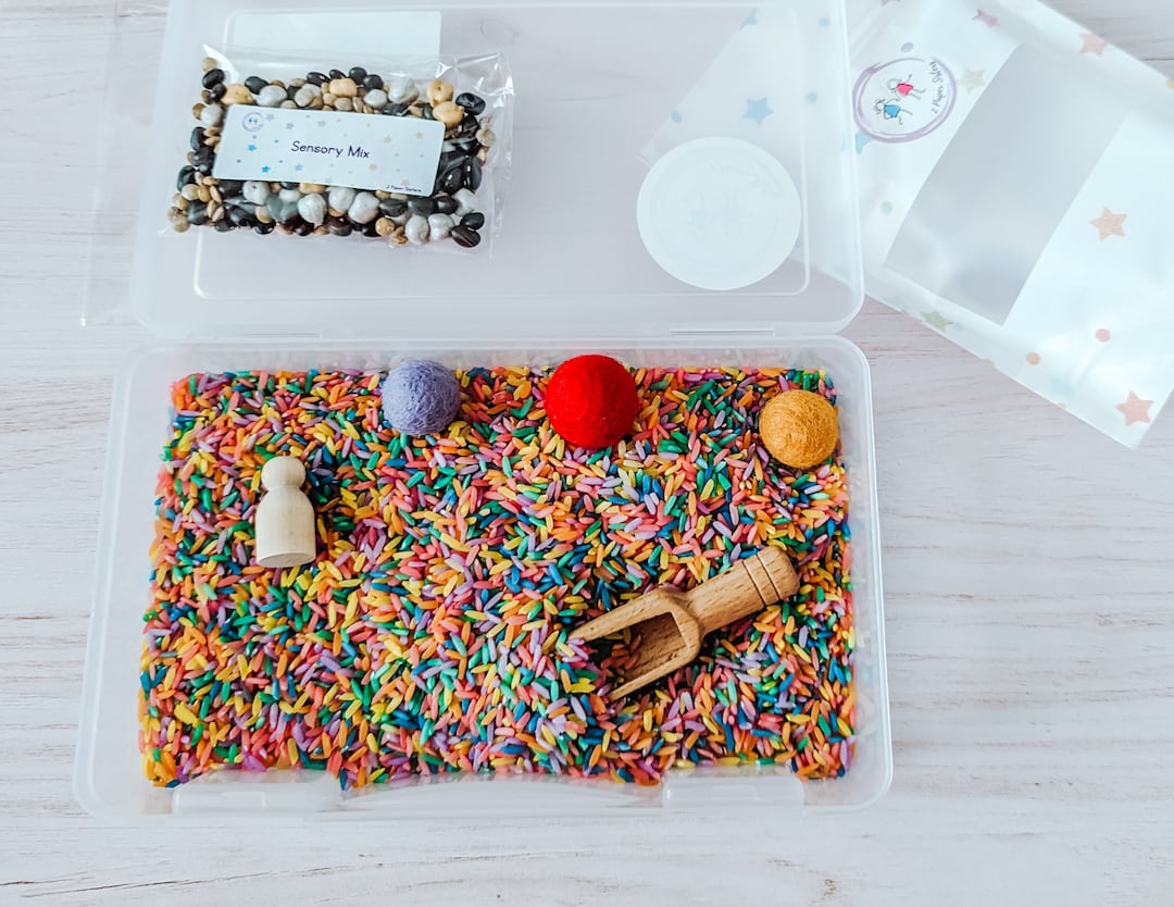 Sensory Play Mini Kit I Sensory Rice Bin I Montessori Rainbow - Etsy