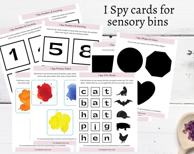 PRINTABLE Sensory Bin I Spy, Matching, Letters, Numbers, Shapes, Colors ...