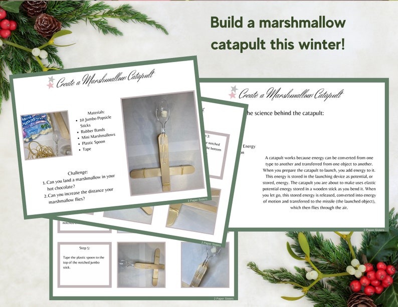 PRINTABLE Build a Catapult, Mini Marshmallow Catapult, Engineering ...