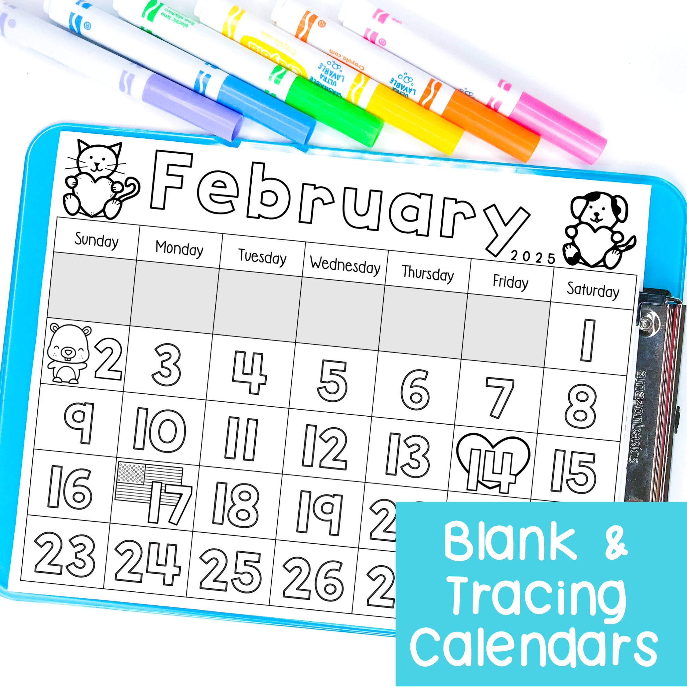 February Calendar 2025 Printable Calendar Tracing Worksheet, Traceable ...