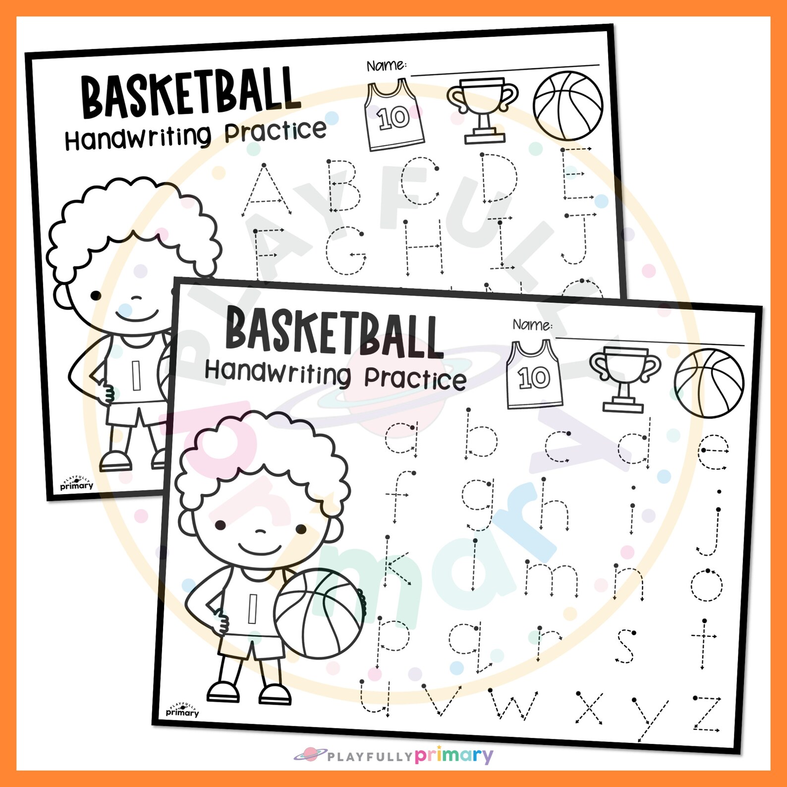 Basketball Activity Sheet Printable Tracing Worksheet, Handwriting ...