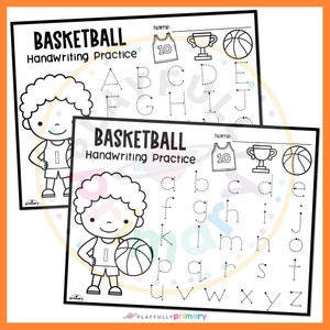 Basketball Activity Sheet Printable Tracing Worksheet, Handwriting ...