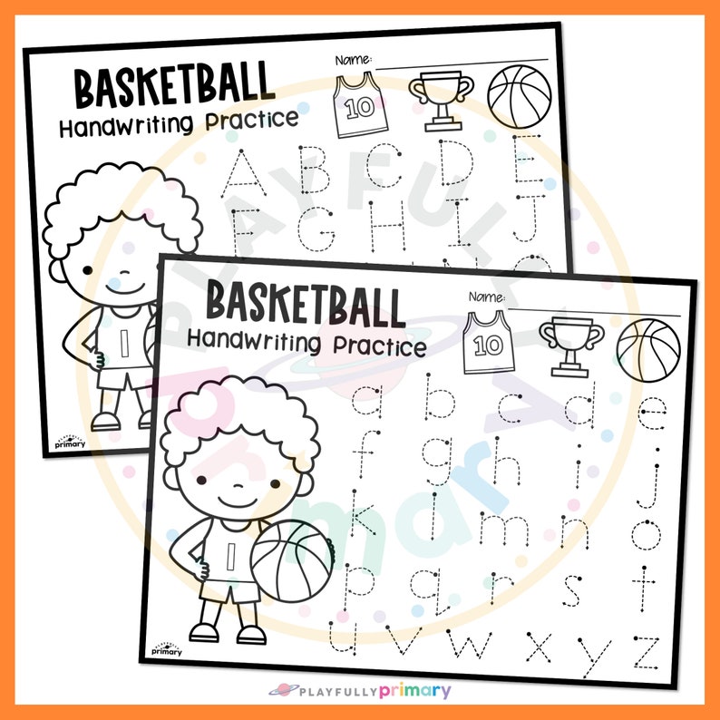 Basketball Activity Sheet Printable Tracing Worksheet, Handwriting ...