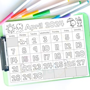April Calendar 2024 Printable Calendar Tracing Worksheets, Calendar ...