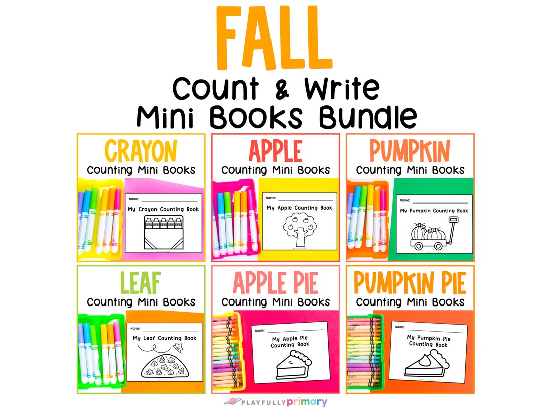 Fall Count and Write Mini Coloring Books, Apple Counting, Pumpkin ...