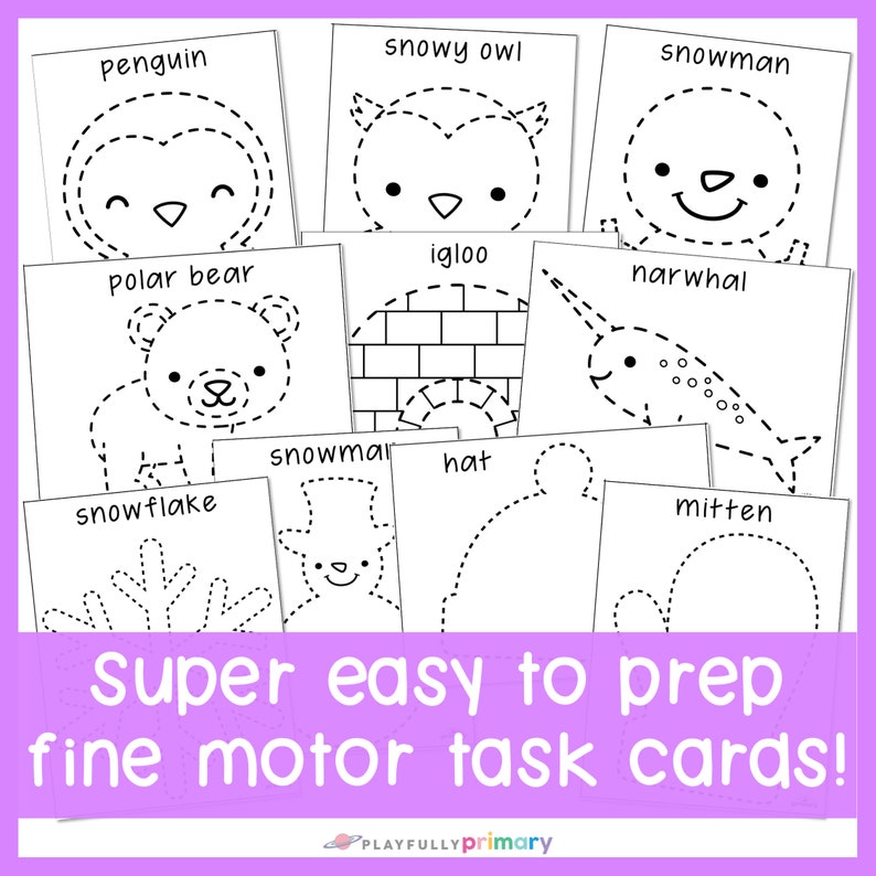 Winter Tracing Practice Printable - Winter Fine Motor Task Box Cards ...