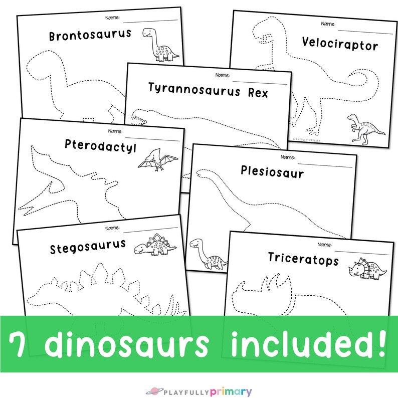 Dinosaur Tracing for Kids, Dinosaur Worksheets, Dinosaur Coloring Pages ...