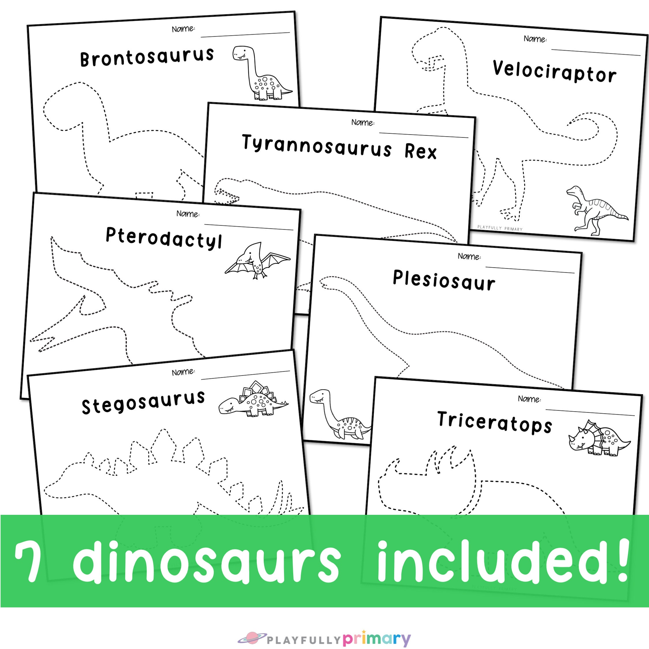 Dinosaur Tracing for Kids, Dinosaur Worksheets, Dinosaur Coloring Pages ...