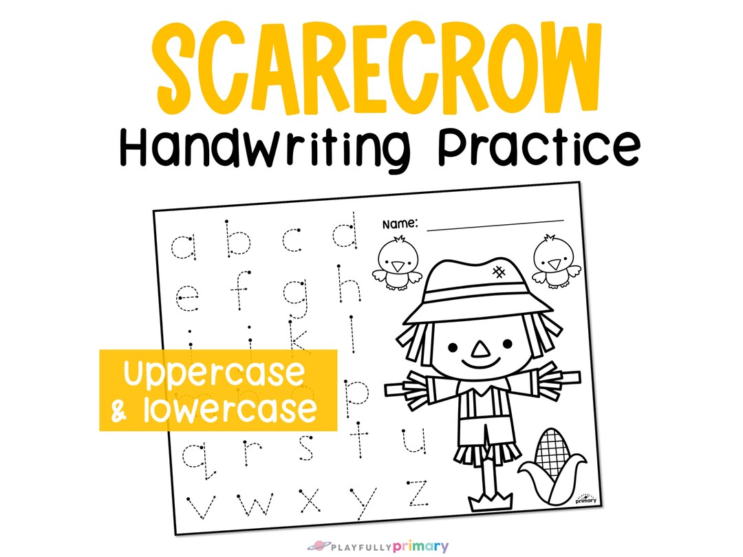 Fall Scarecrow Kindergarten Handwriting Practice Sheets, Scarecrow ...
