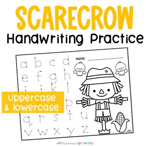 Fall Scarecrow Kindergarten Handwriting Practice Sheets, Scarecrow ...
