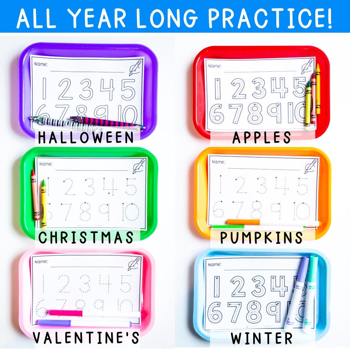 Number Tracing 1–10 Worksheets With Directional Arrows | Preschool ...