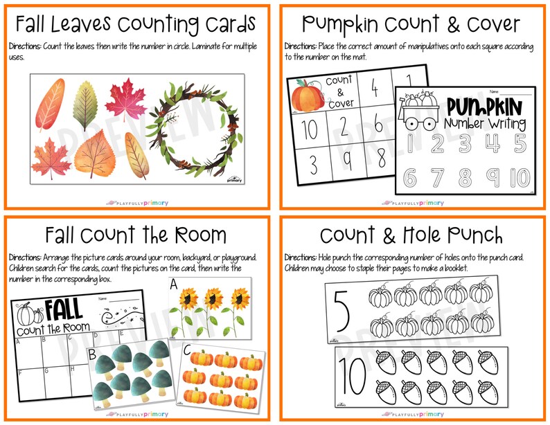 Fall Preschool Activities Printables Prek Fall Homeschool Unit Study - Etsy