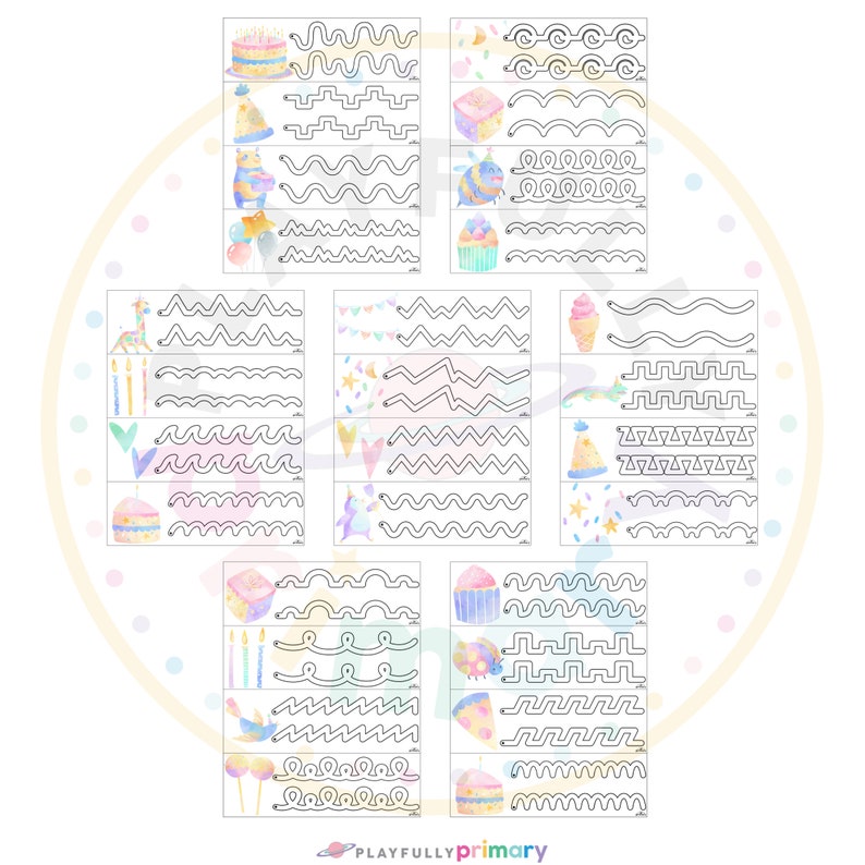 Birthday Line Tracing, Prewriting Fine Motor Tracing Worksheets ...