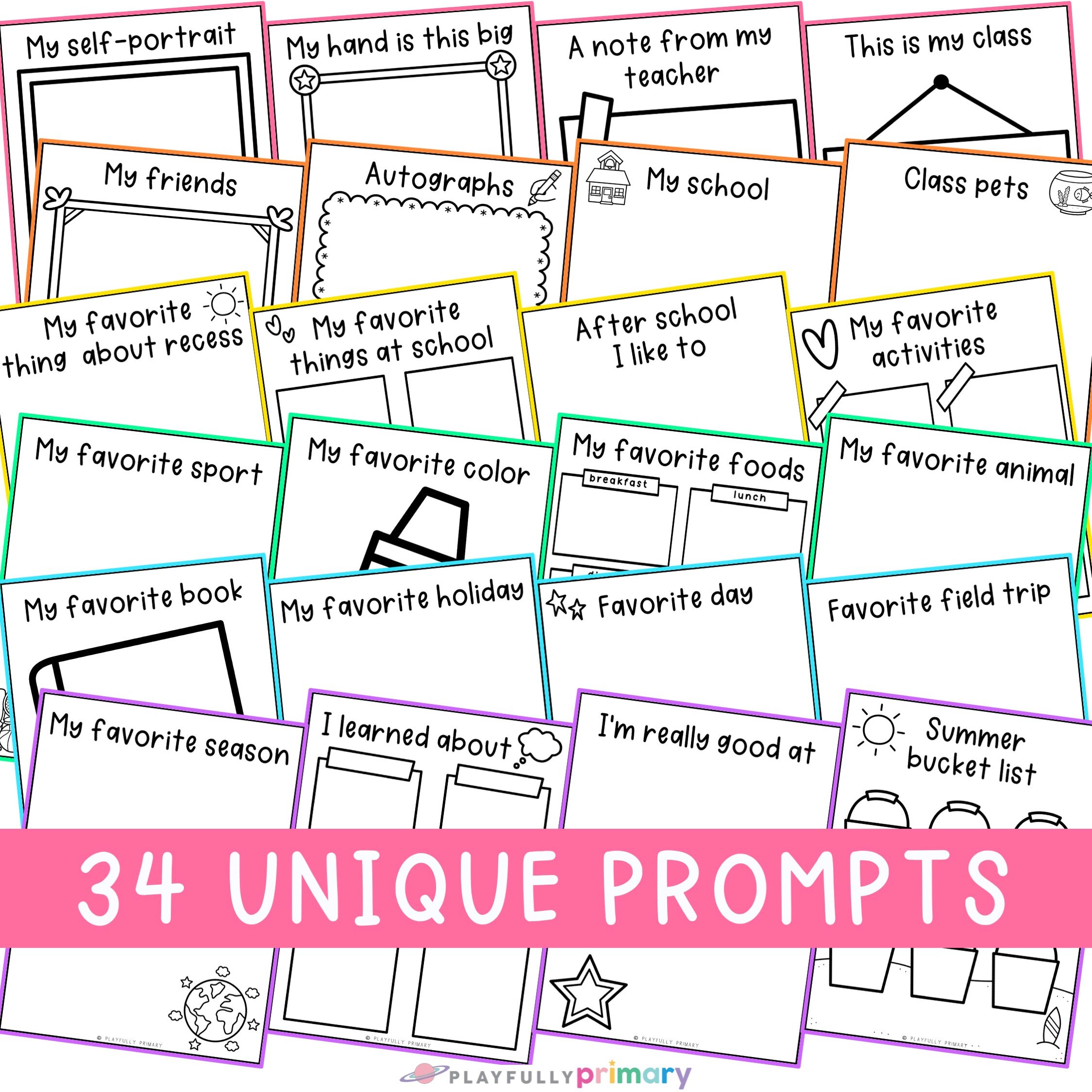 Kindergarten Portfolio Template Printables, Journal Writing Paper ...