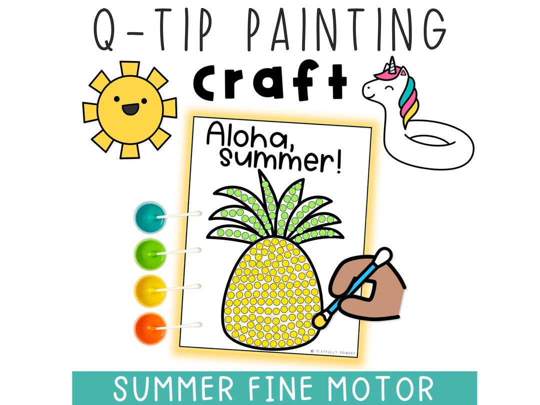 Summer Q-tip Painting Craft - Fine Motor Art for Preschool, Pre-k ...
