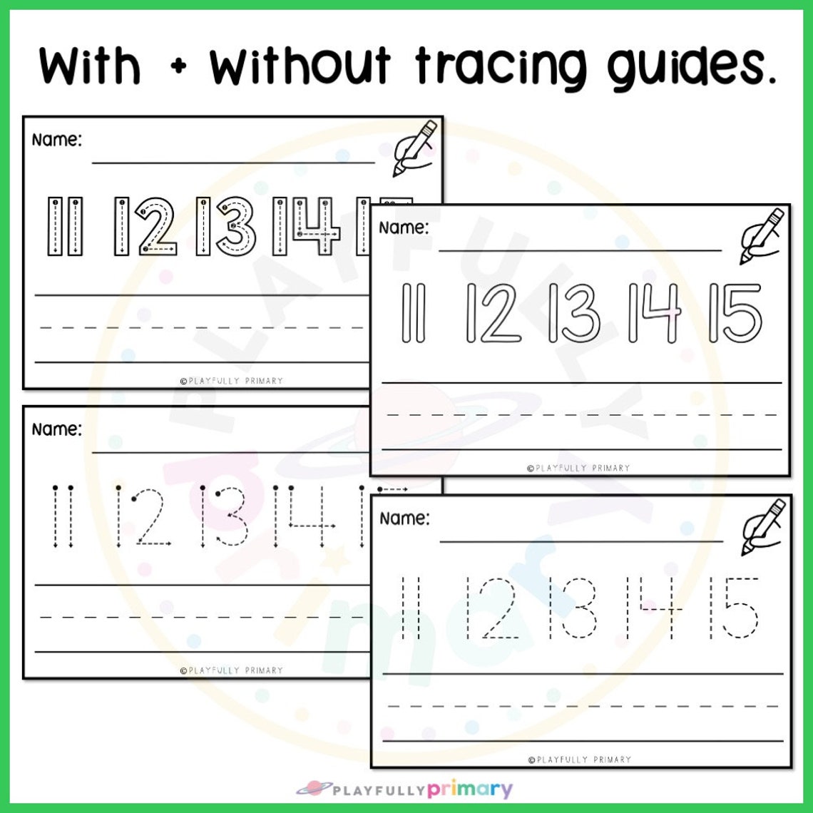 Large Number Tracing Kindergarten Math Worksheets, Number Formation ...
