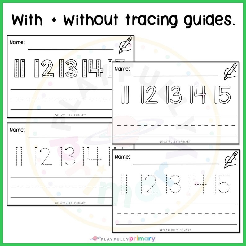 Large Number Tracing Kindergarten Math Worksheets, Number Formation ...