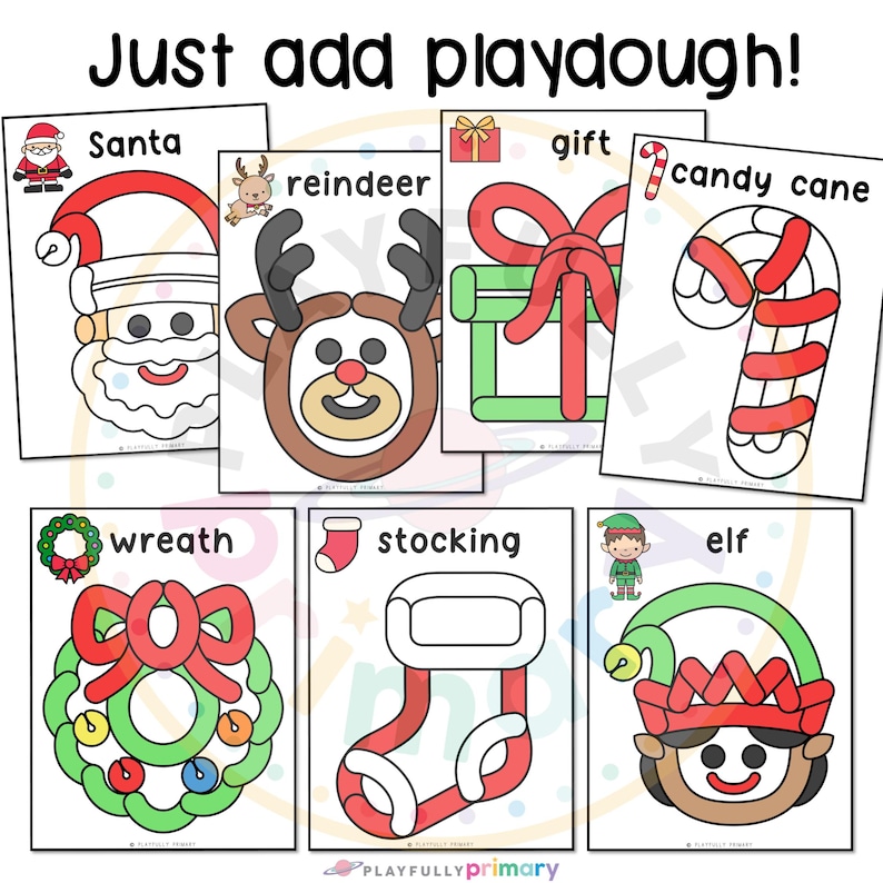 Christmas Playdoh Mats for Kids, Printable Christmas Activities ...