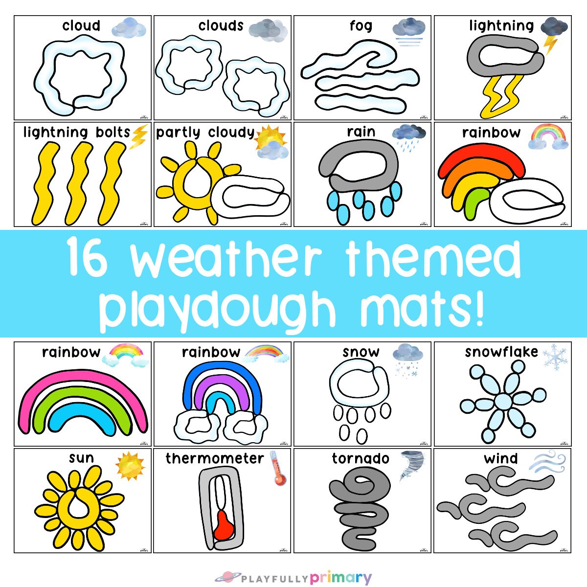 Weather Theme Playdough Mats Printable, Kindergarten + Preschool ...