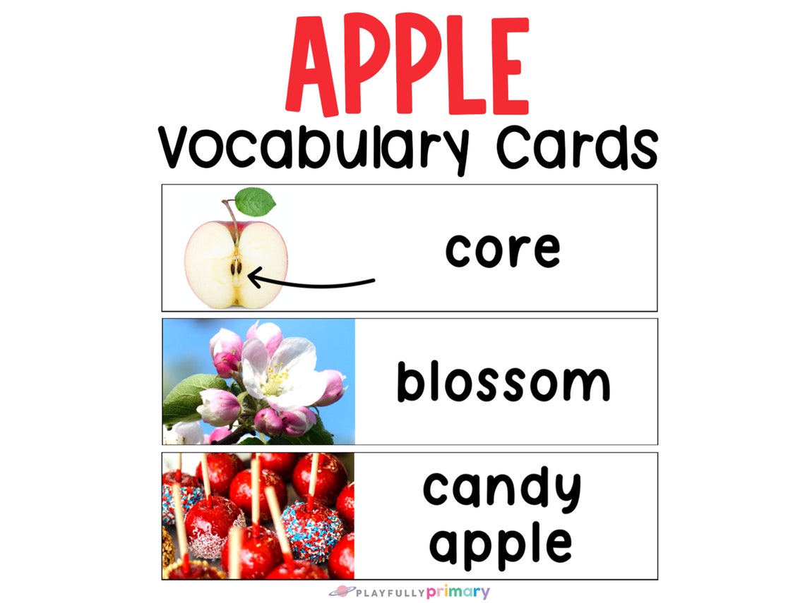 Apple Vocabulary Words, Apple Theme Preschool Prek Kindergarten ...