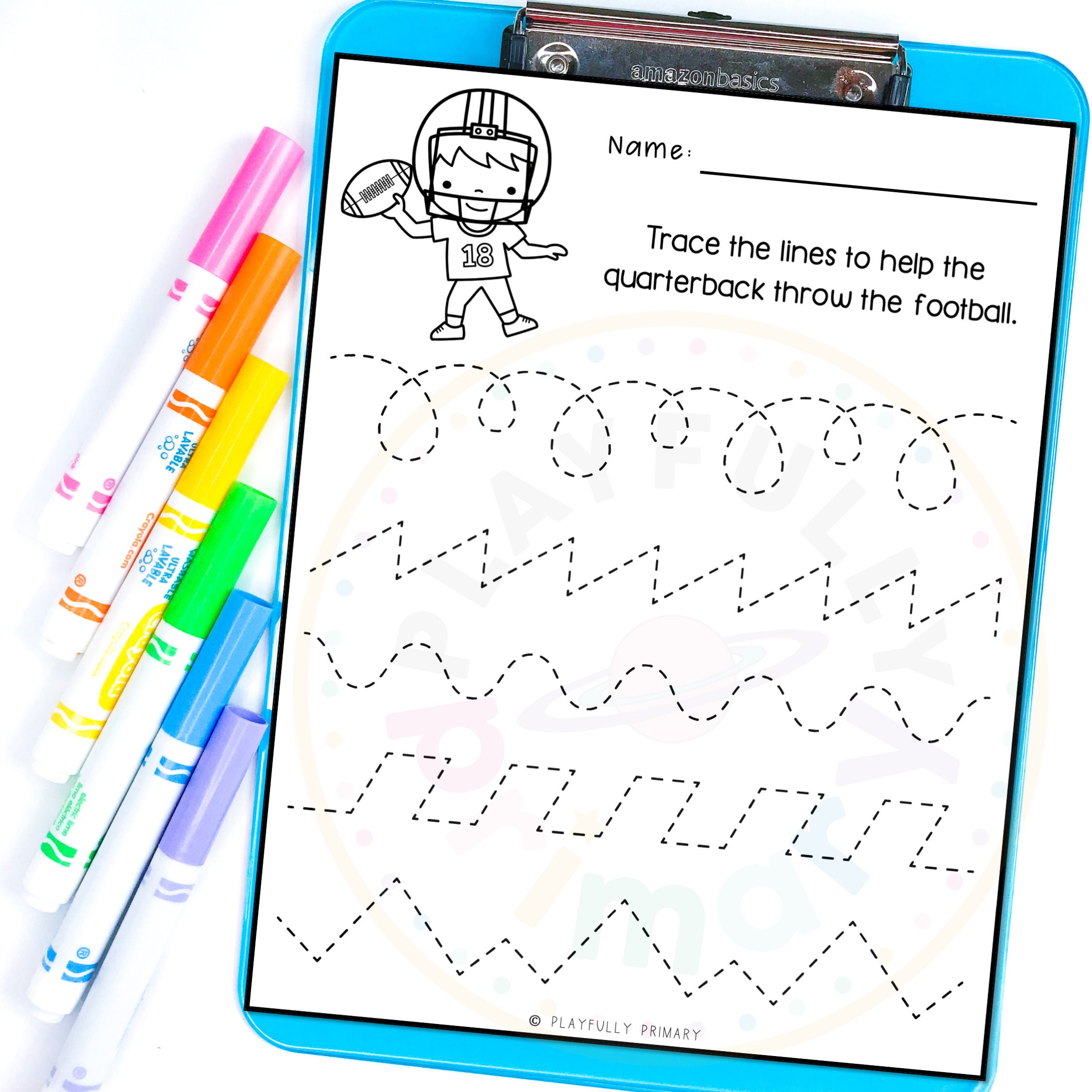 Football Line Tracing Worksheet, Pre Handwriting Tracing Printables ...