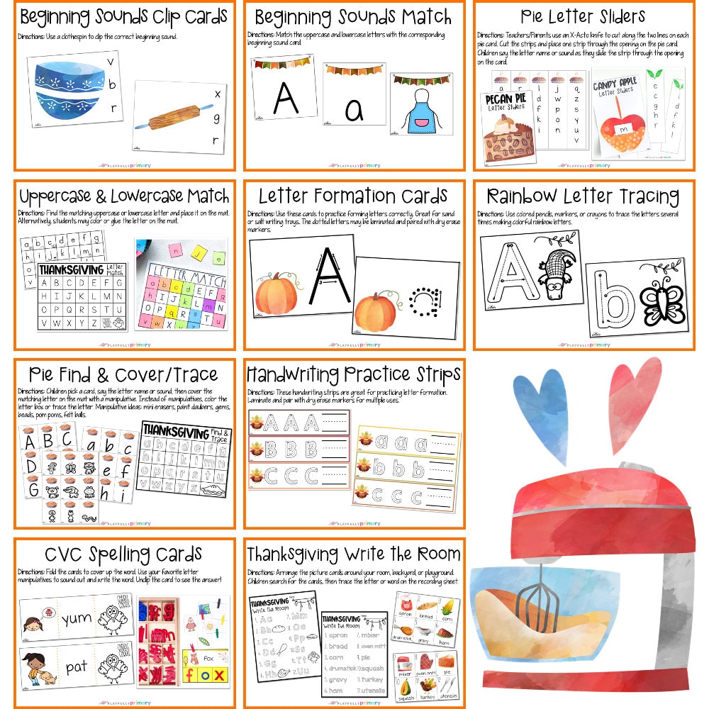 Thanksgiving Preschool Printable Unit, November Math and Literacy ...