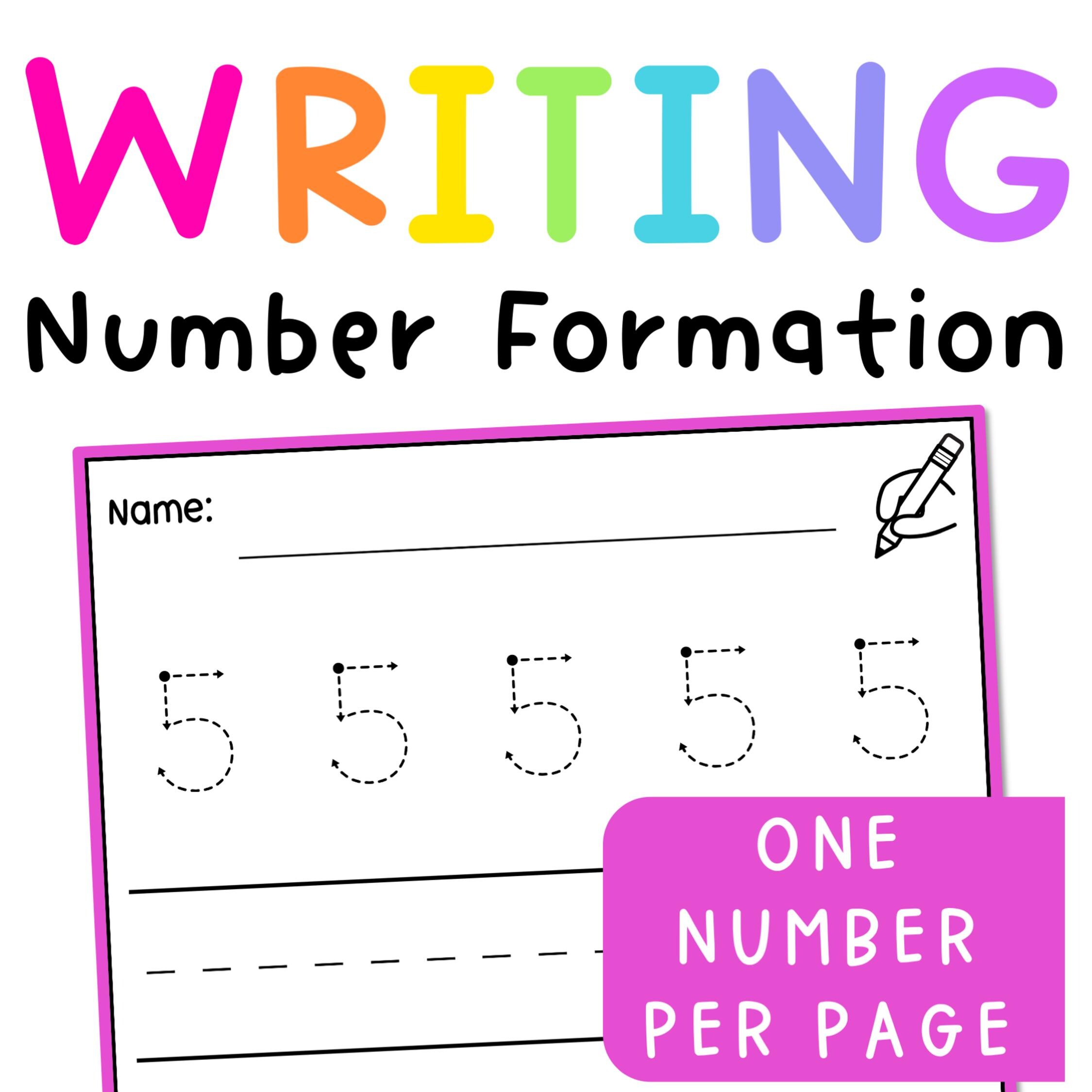Large Number Tracing Kindergarten Math Worksheets, Number Formation ...
