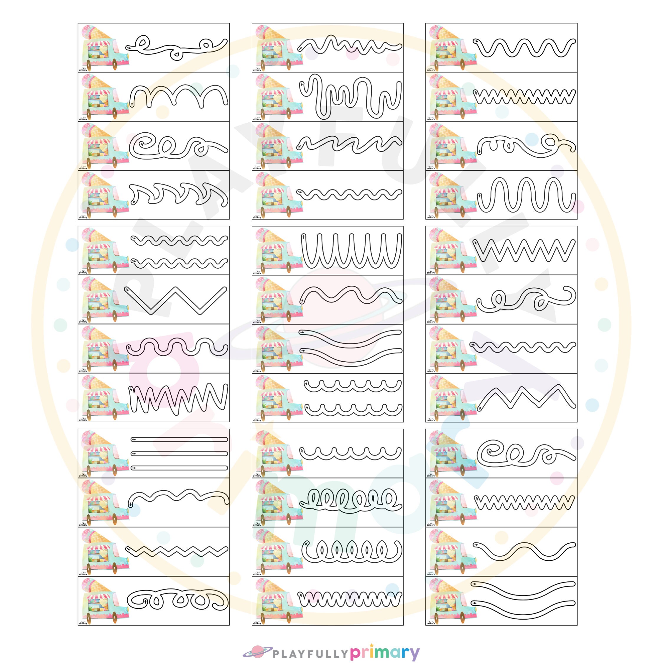 Ice Cream Activities, Prewriting Fine Motor Tracing Worksheet Preschool ...